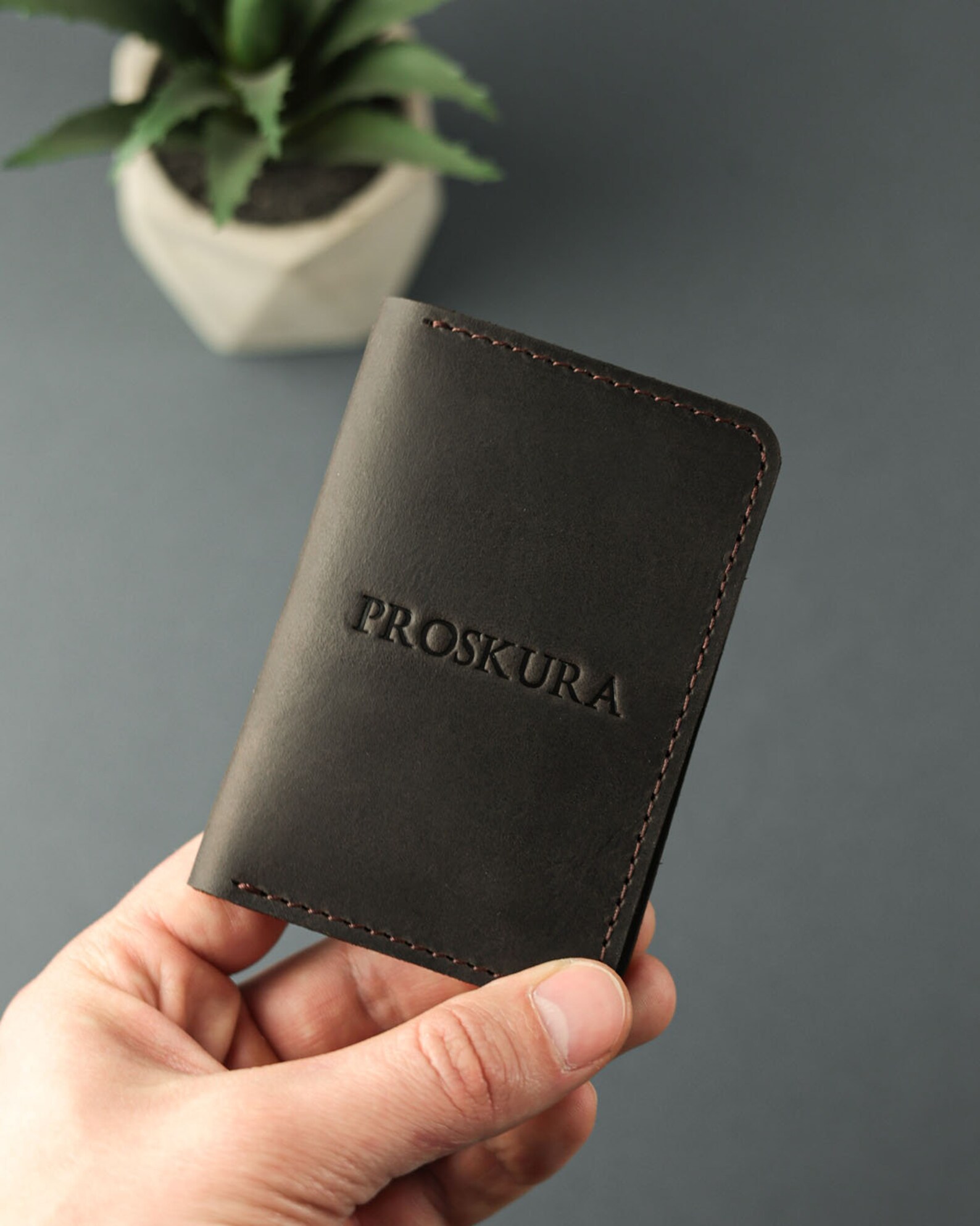 Mens Leather Personalized Wallet, Minimalist Credit Card Wallet, Front ...