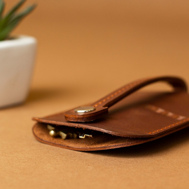 Monogram Leather Key Chain Cover Holder Ring Case Wedding | Etsy