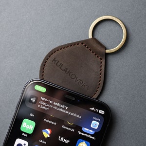 Leather Keychain With NFC for Business, Compatible With NFC Tools AP - Etsy