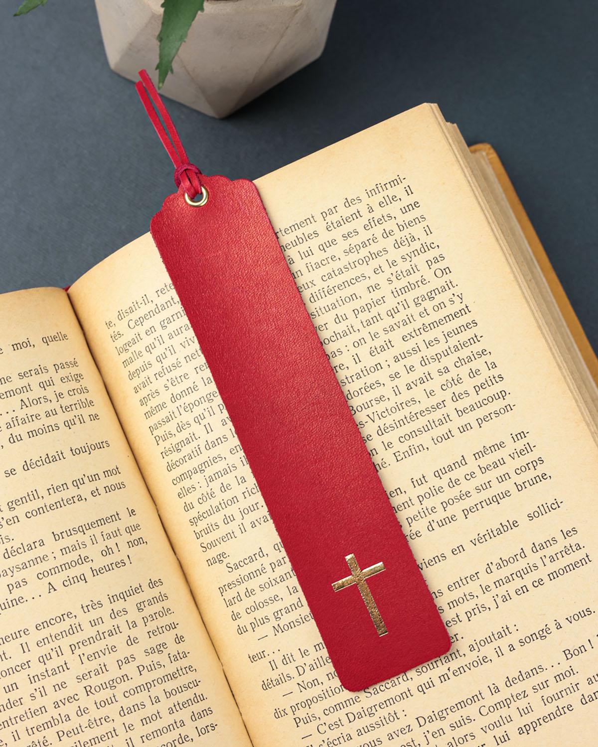 Leather Biblical Bookmark With Cross, Christian Gift - Etsy