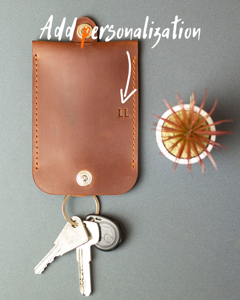 Monogram Leather Key Chain Cover Holder Ring Case Wedding | Etsy