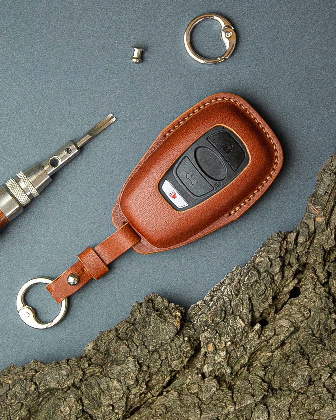 Leather Car Key Fob for Ascent, Outback, Brz, Legacy, Forester ...