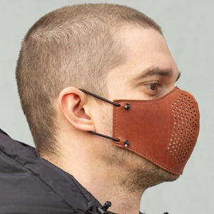 Leather Face Mask With Paper Filter: Unisex Black Protective Mask - Etsy