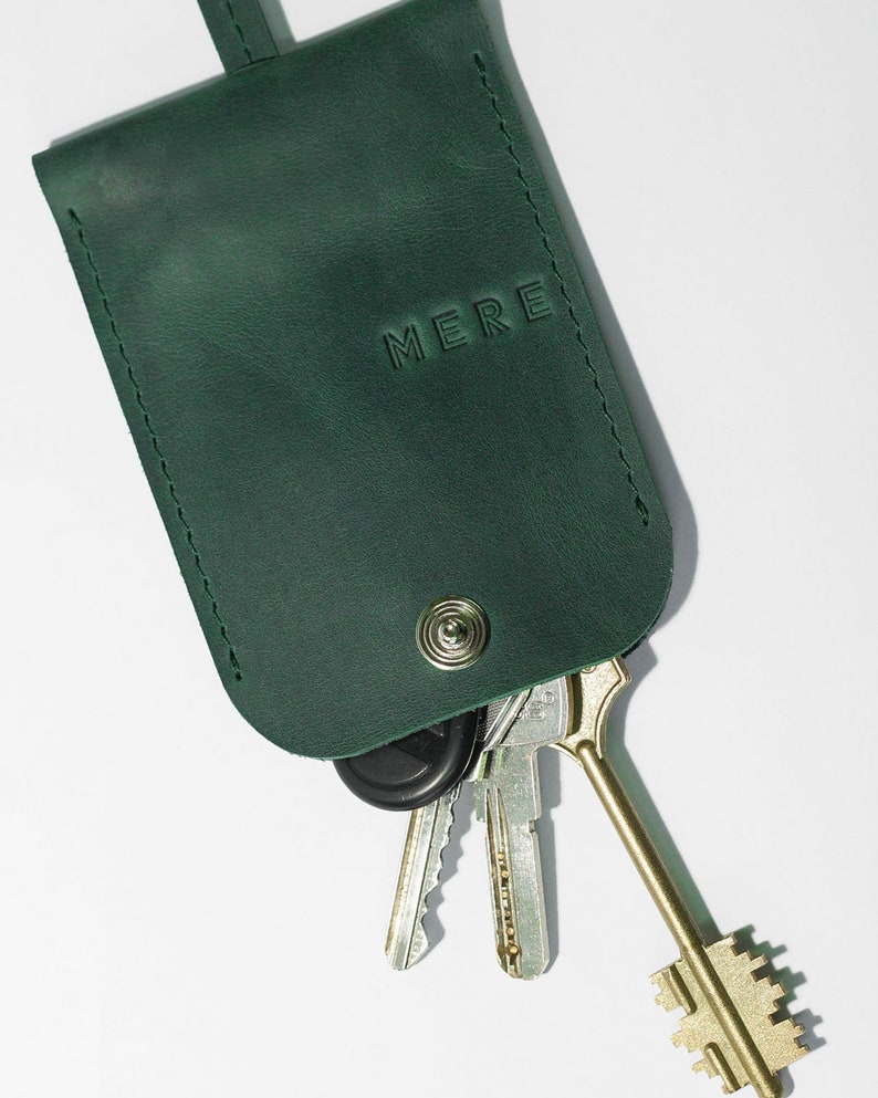 Monogram Leather Key Chain Cover Holder Ring Case Wedding | Etsy