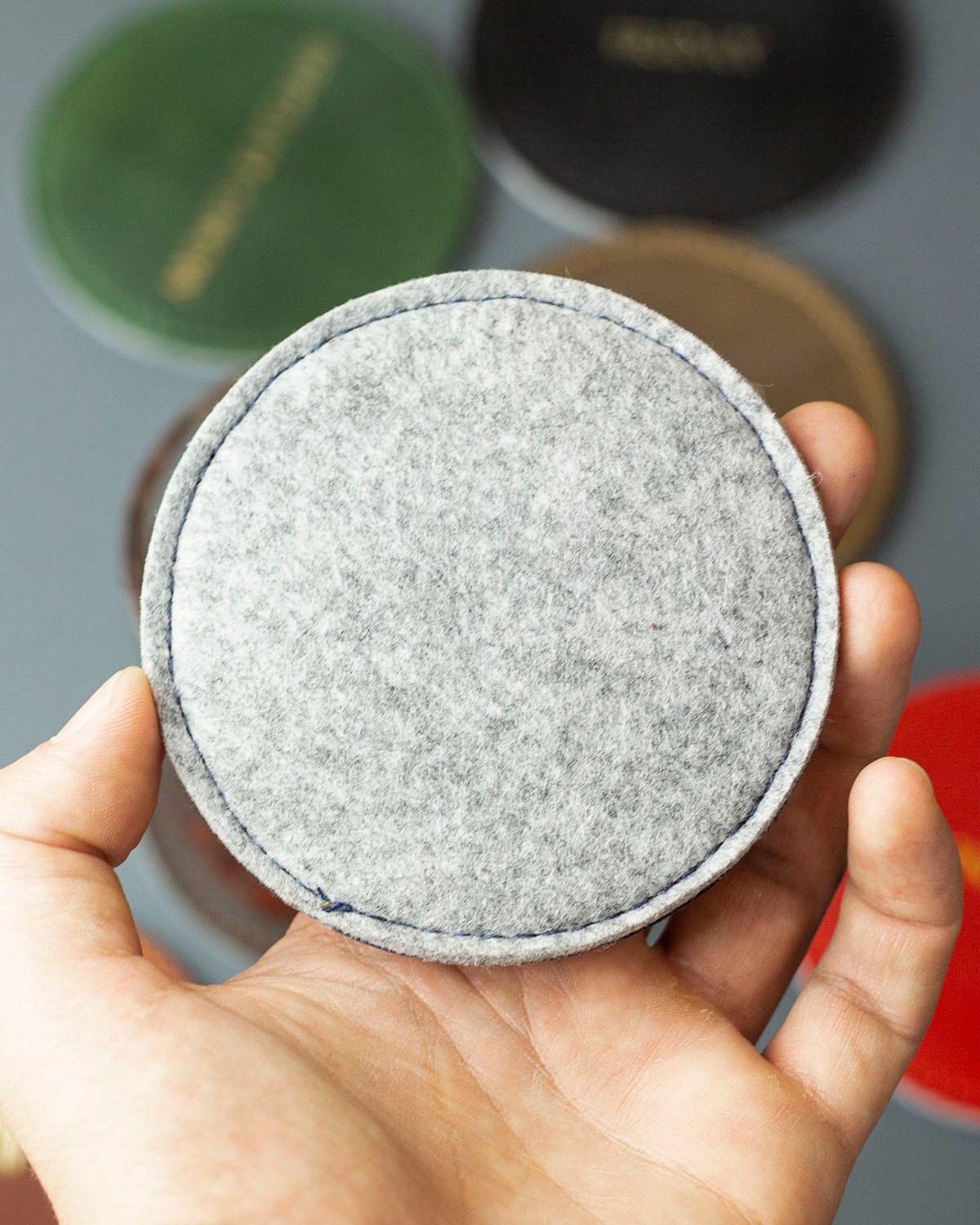 4 Personalized Leather and Felt Coasters Set of 4 - Etsy Canada