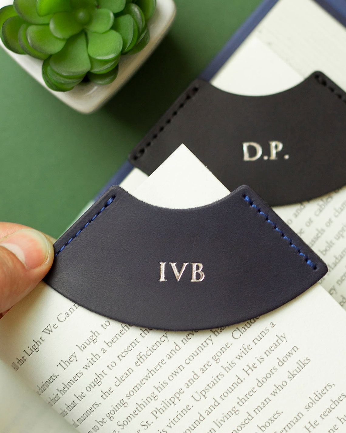 Initial Leather Bookmark Named Bookmarks Personalized Book - Etsy