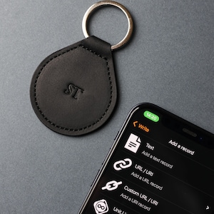 Leather Keychain With NFC for Business, Compatible With NFC Tools AP - Etsy