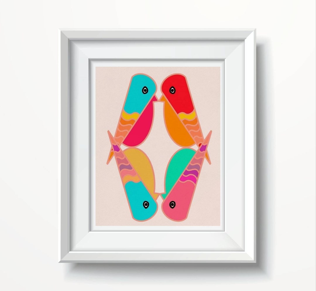 Vintage Bird Art Printable, Bird Wall Decor, Pop Art Birds, Colorful ...