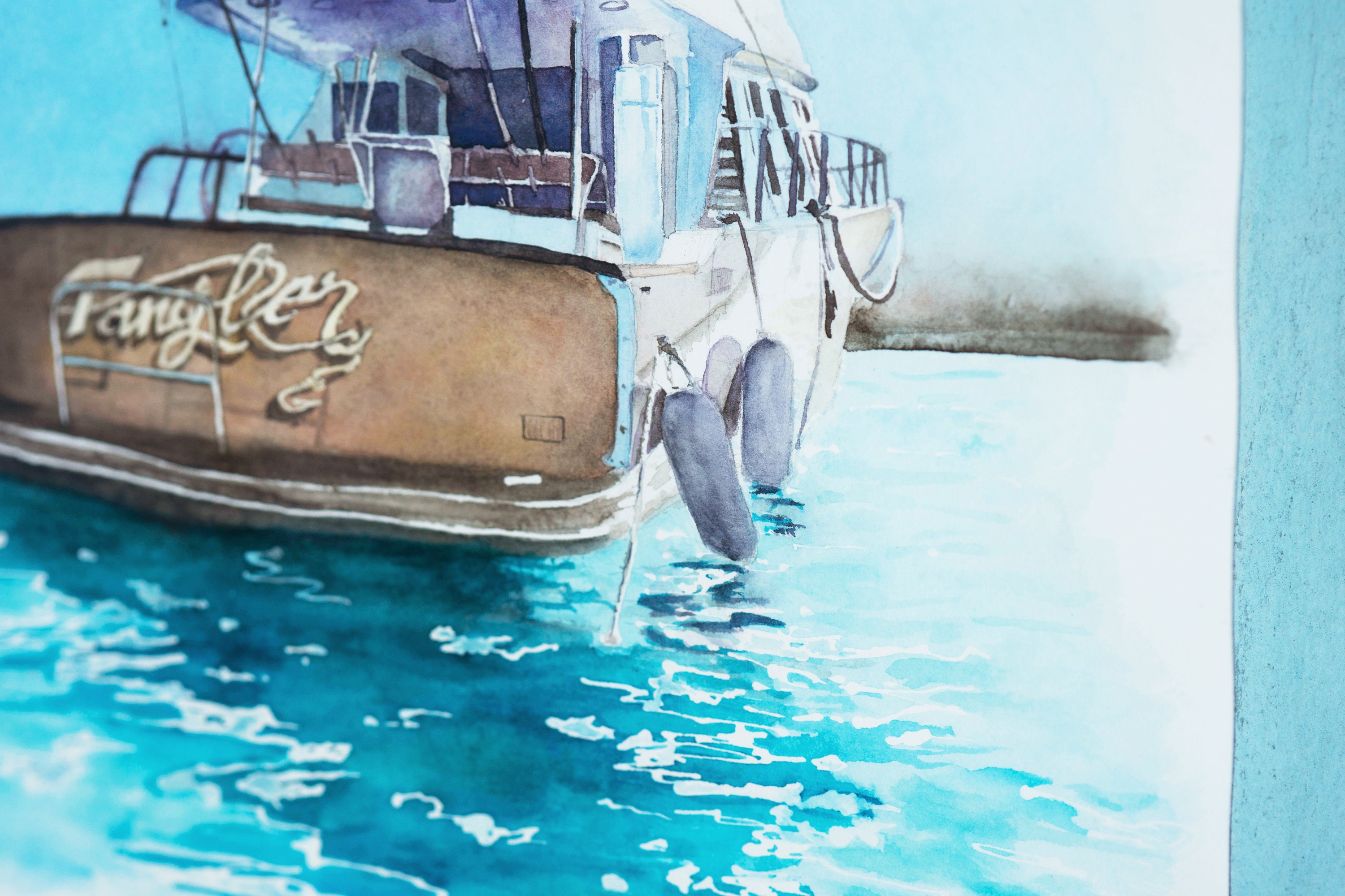 Custom Yacht Or Boat Portrait Original Watercolor Painting Hand Painted custom-yacht-or-boat-portrait-original-watercolor-painting-hand-painted