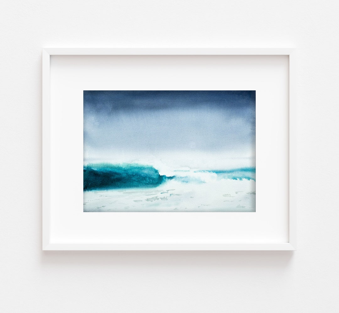 Crashing Wave Aquarell Druck, Küsten Malerei Ozean Küste Wandkunst ...