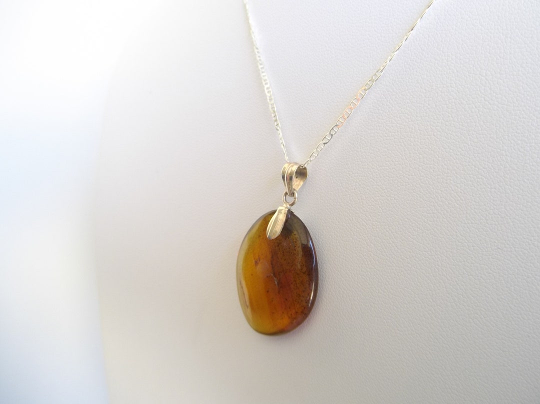 Authentic Small Drop Amber Pendant 925 Silver - Etsy