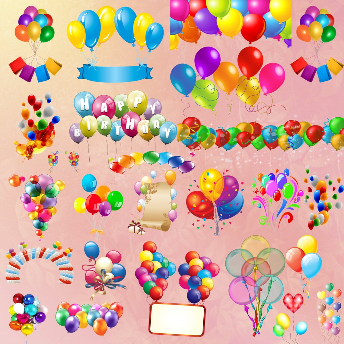 105 Balloons Clipart Balloon Clipart Balloon Digital Balloons Stickers ...