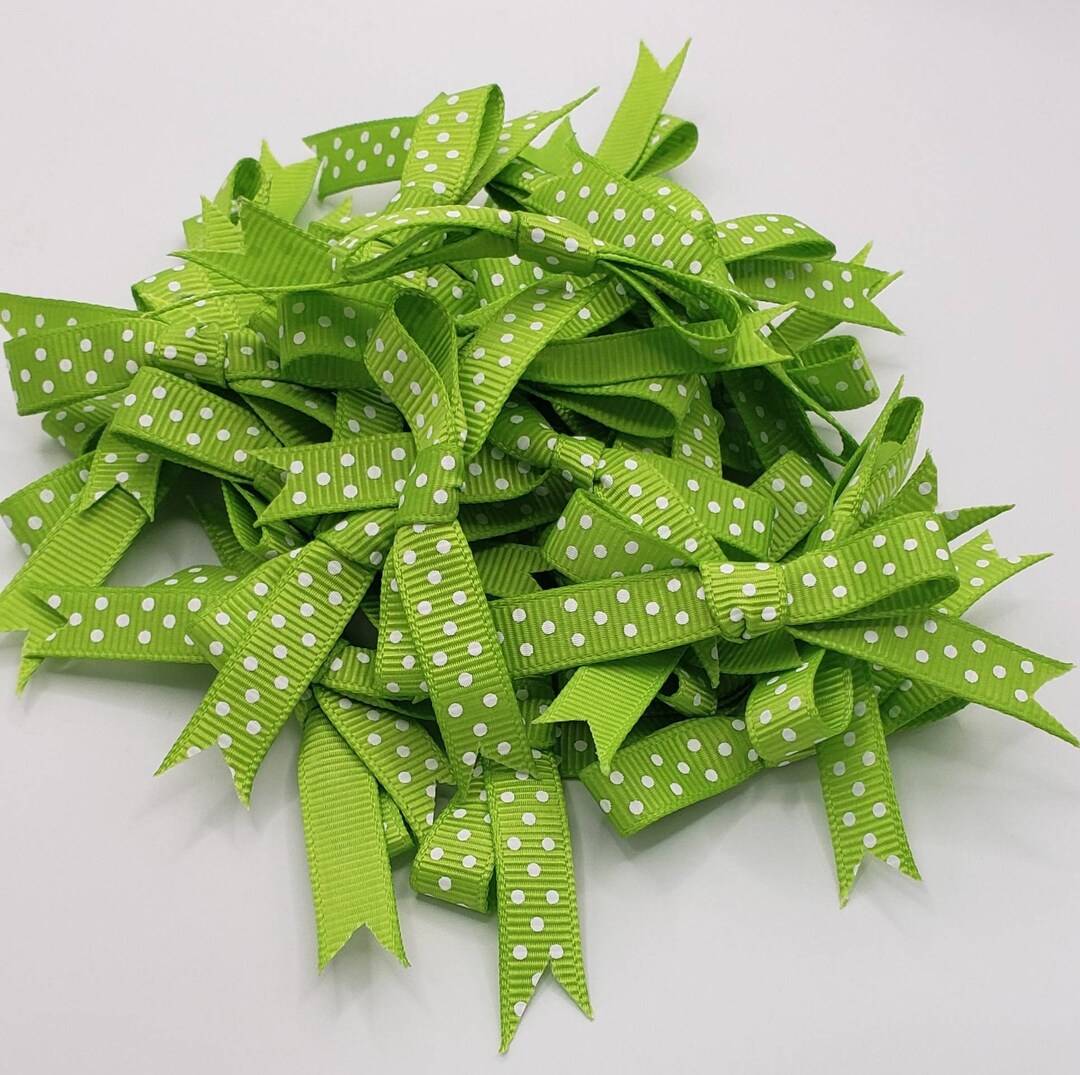 Poka Dot Green and White Hand Tied Bows. - Etsy