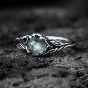 Labradorite Ring “tika” Sterling Silver Twig Engagement Ring, Leaf ...