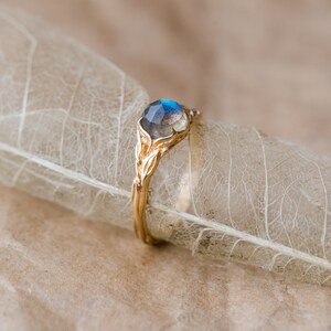 Labradorite Ring tika Gold Twig Engagement Ring, Leaf & Branch Nature ...