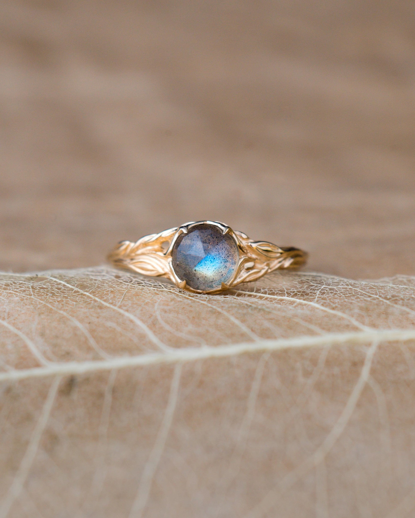 Labradorite Ring tika Gold Twig Engagement Ring Leaf & - Etsy