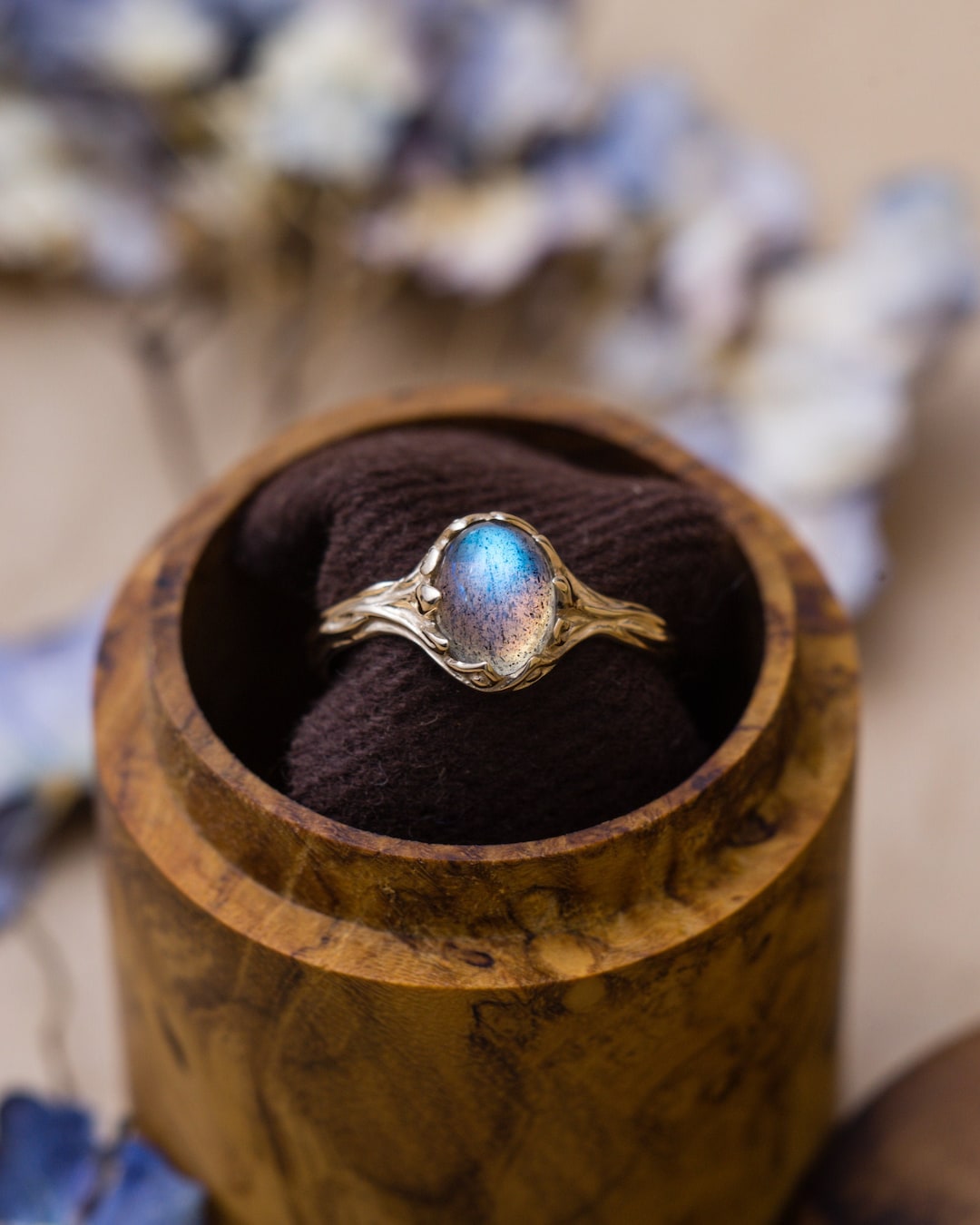 Blue Labradorite Ring “anuu”, 14k Gold Engagement Ring, Unique Nature ...