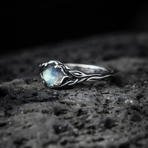 Labradorite Ring “tika” Sterling Silver Twig Engagement Ring, Leaf ...