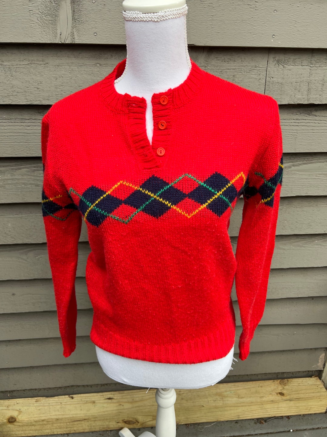Quintessential 80's Argyle Sweater by Ericka FREE SHIPPING - Etsy