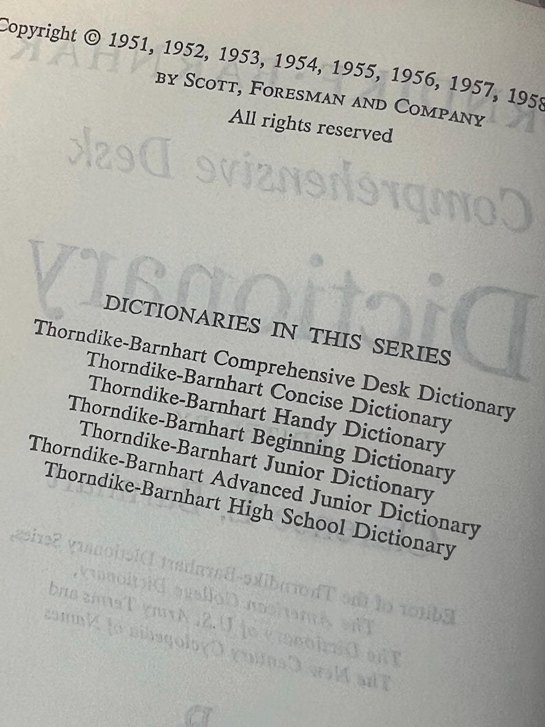 Vintage 1965 Thorndike-barnhart by Scott Foresman Desk Dictionary ...