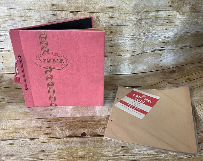 Vintage 1960s Empty Scrapbook; Pink. Thick Cover- Additional Pages ...