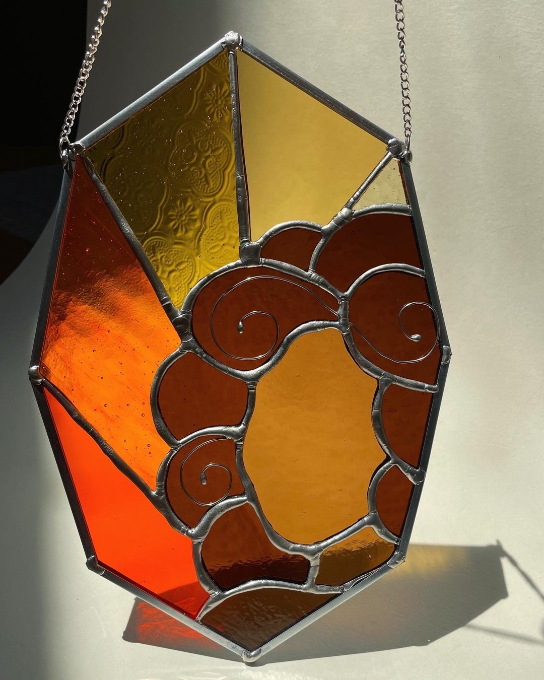 Stained Glass Suncatcher: Maya, Yellow/orange lead-free - Etsy