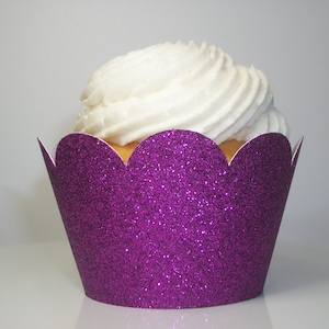 NEW! Purple Glitter Cupcake Wrappers • (birthday Parties, Baby Showers ...