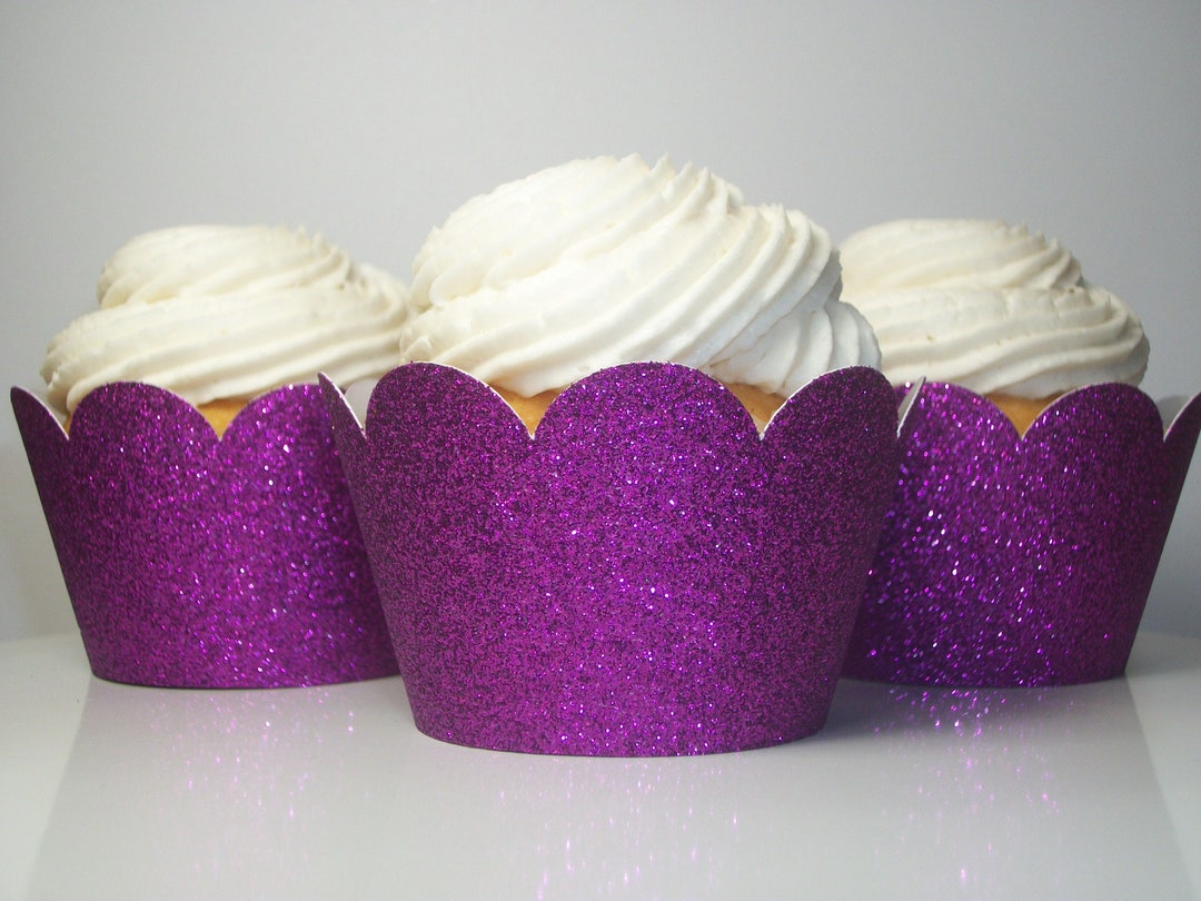 NEW! Purple Glitter Cupcake Wrappers • (birthday Parties, Baby Showers ...