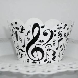 Black & White Music Notes Cupcake Wrappers birthday Parties, Baby ...