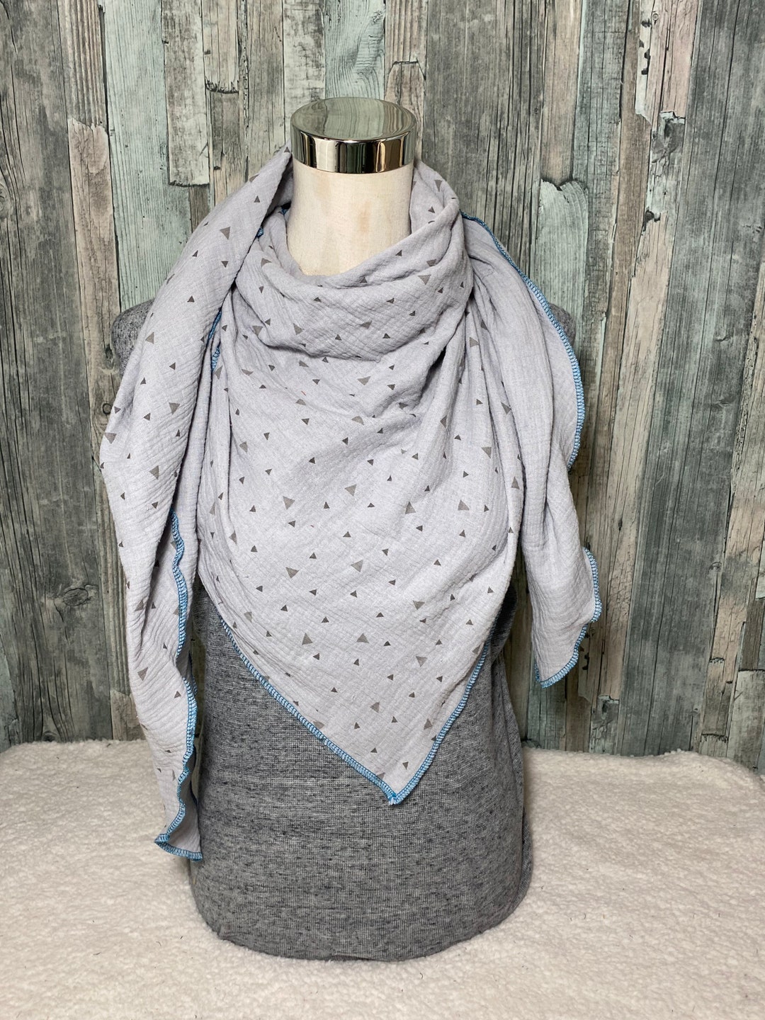 Triangle Scarf Muslin Neck Scarf Ladies XXL Triangles Grey Muslin Wrap ...