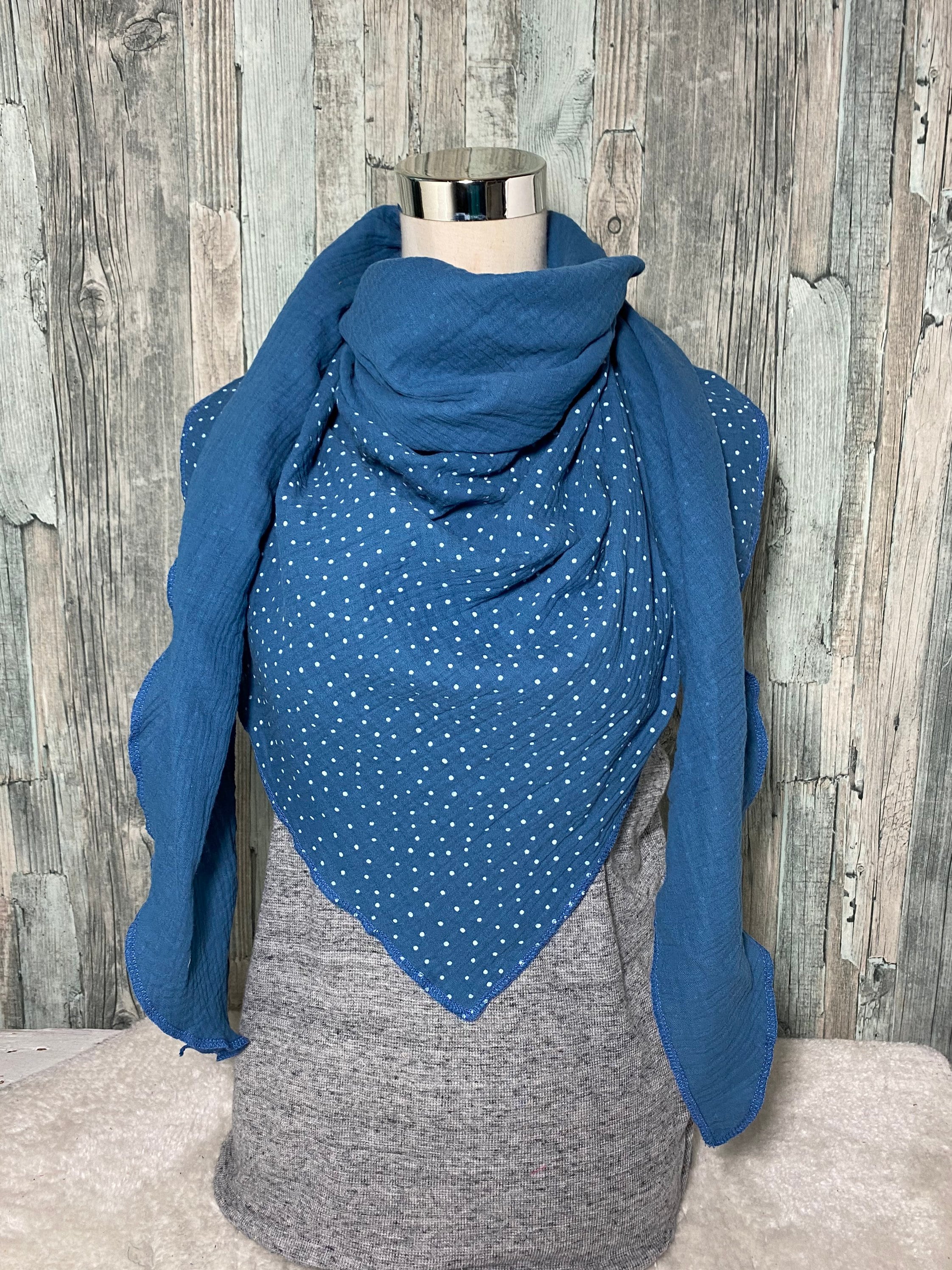 Triangle Scarf Neck Scarf Ladies XXL blue With Dots/ - Etsy UK