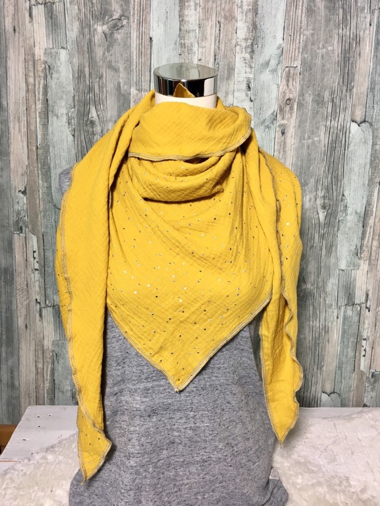 Musselin Tuch Dreieckstuch Halstuch Damen XXL silberne - Etsy Nederland