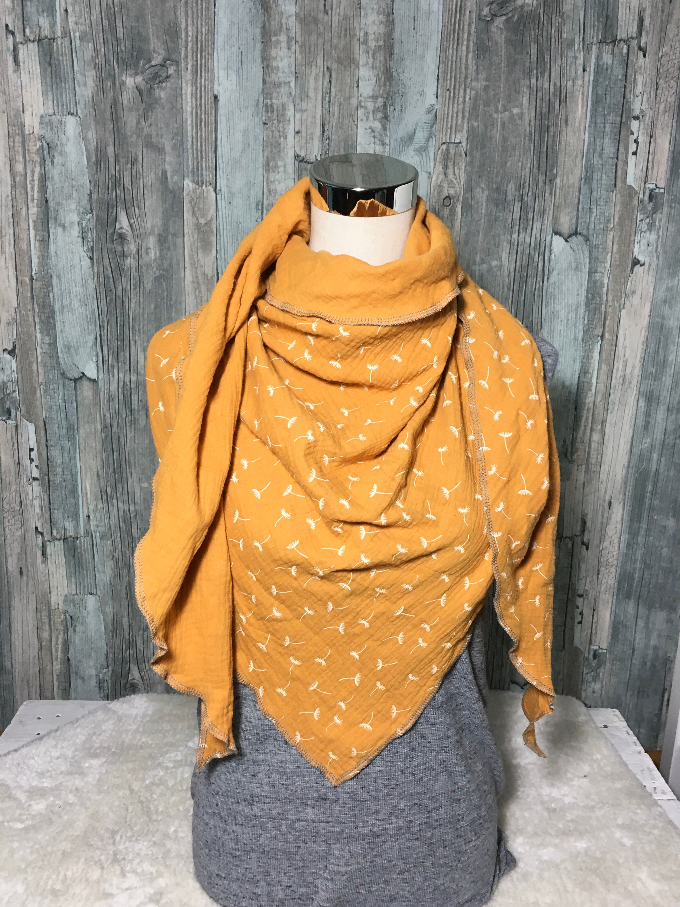 Musselin Tuch Halstuch Damen "Uni mit Pusteblumen " Musselin ...