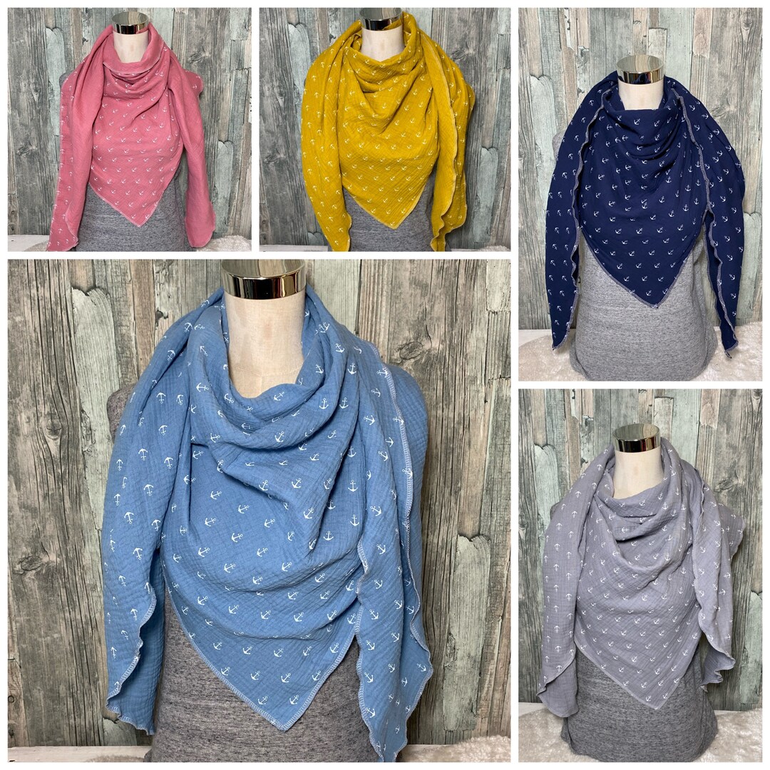 Muslin Scarf Anchor Triangular Scarf Scarf Various Colors Muslin Wrap ...