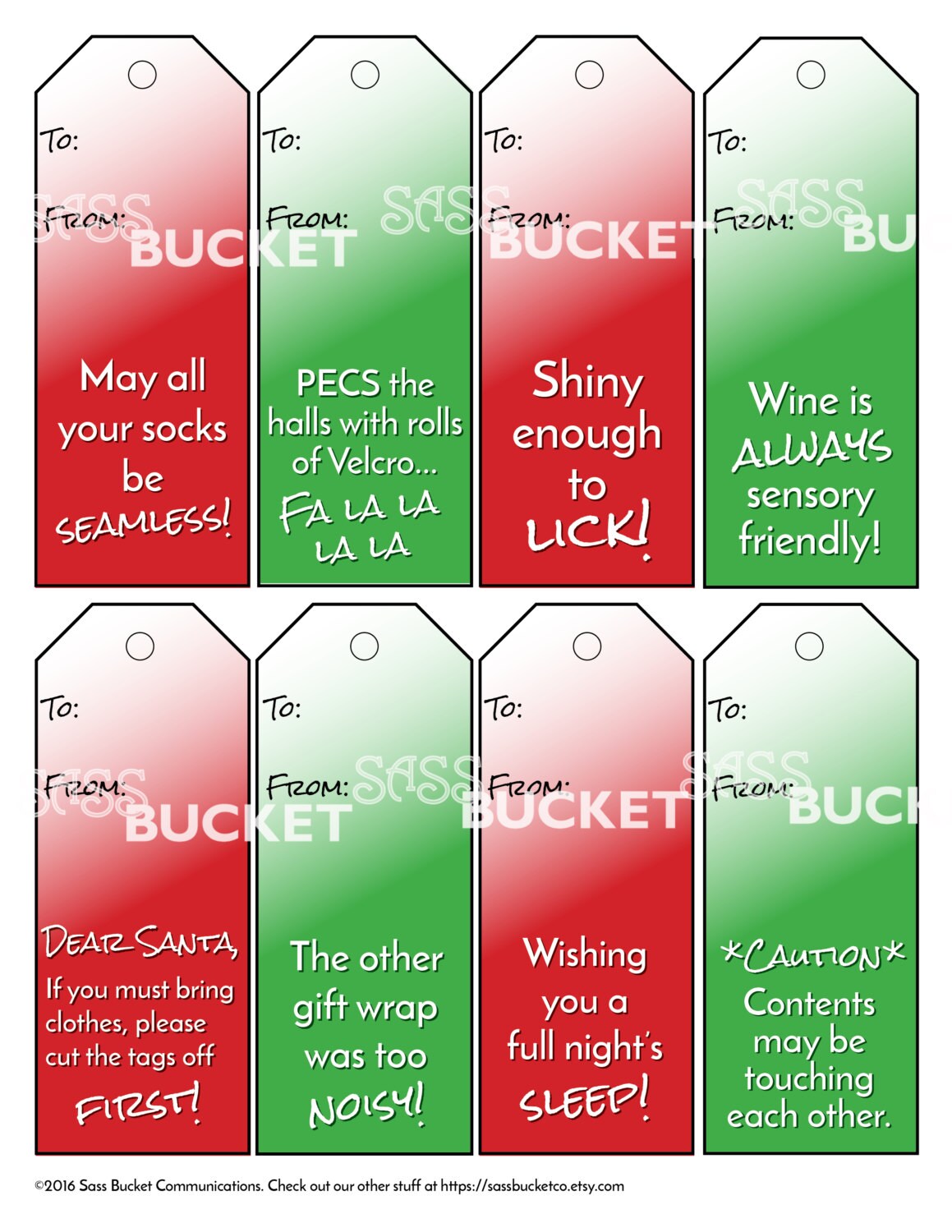 Humorous Holiday Autism-themed Gift Tags, Instant Download, Printable ...