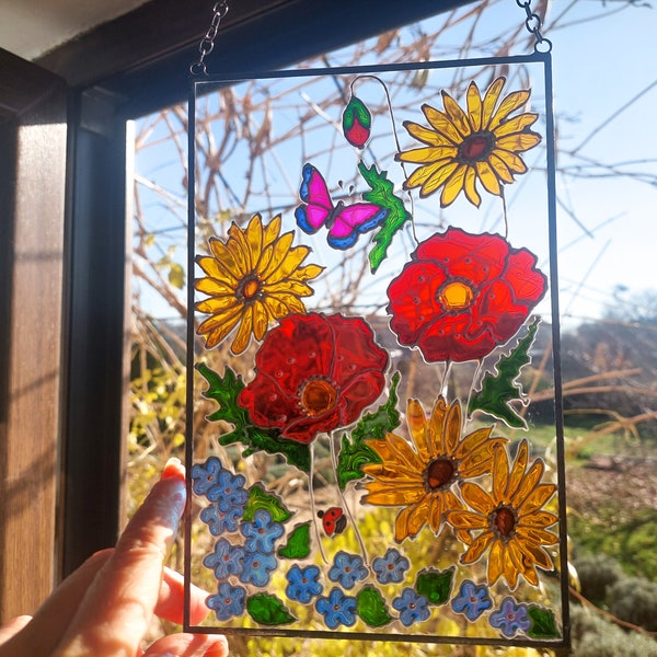 Abstract Stained Glass Sun Catcher - Etsy