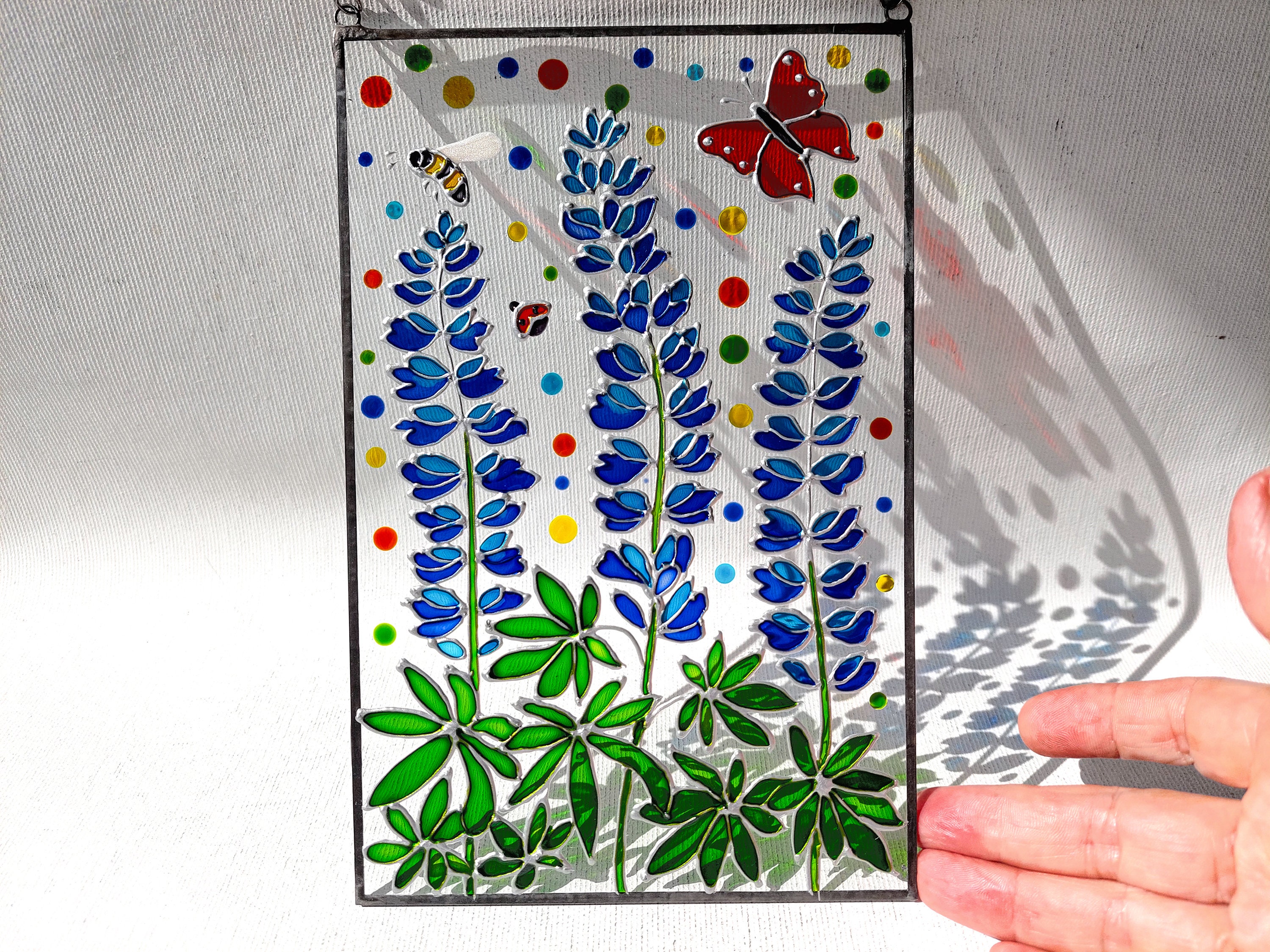 Bluebonnet Stained Glass Hand-painted Suncatcher. Texas Flower Glass ...