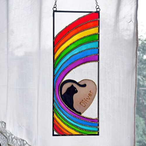 Cat Angel Stained Glass Suncatcher Cat Memorial Gift Cat - Etsy