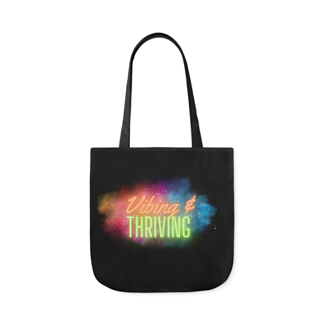 Vibing & Thriving Quote Slogan Polyester Canvas Tote Bag - Etsy
