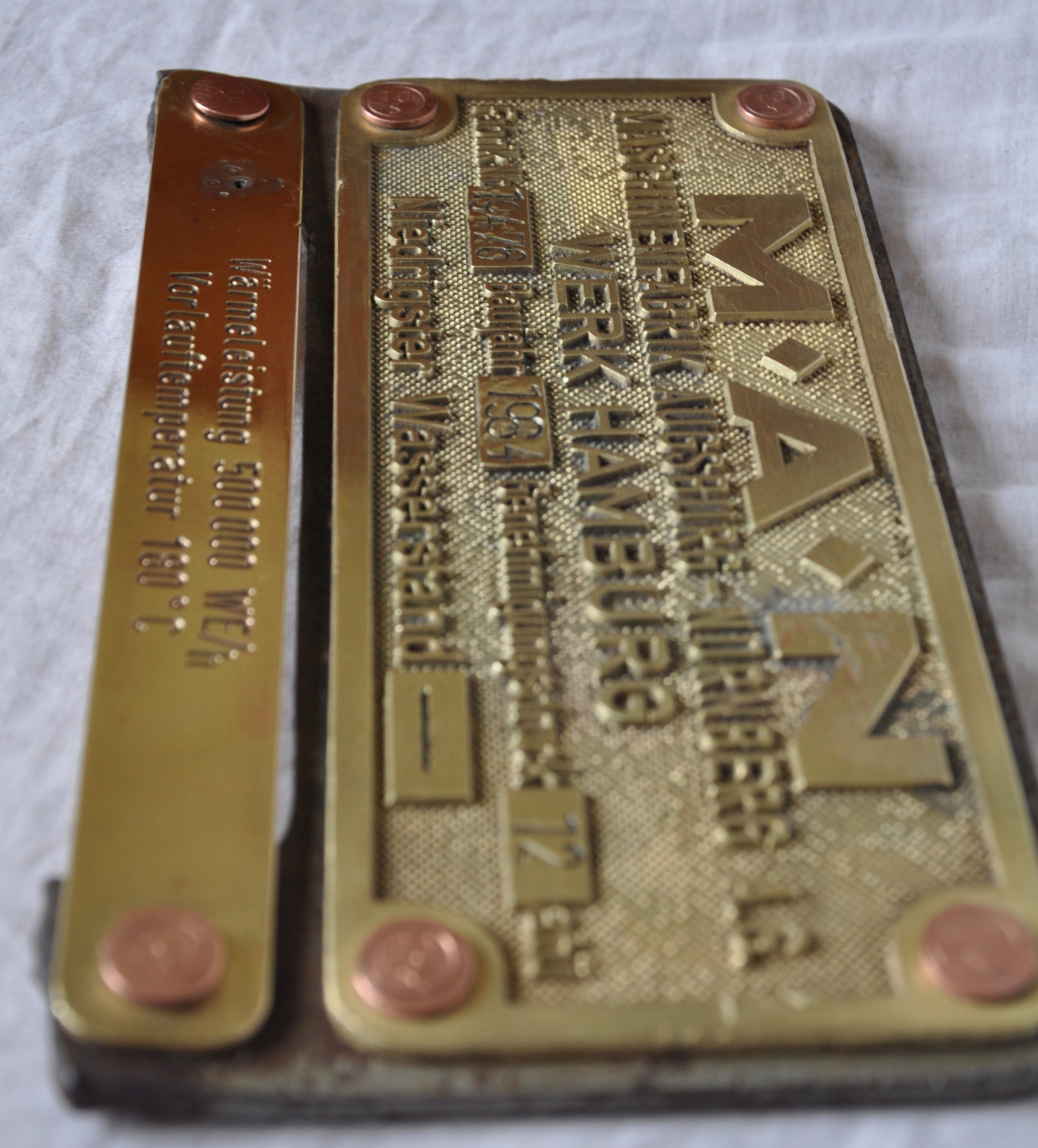 A Solid Bronze MAN Hamburg Data Plate From 1964. | Etsy