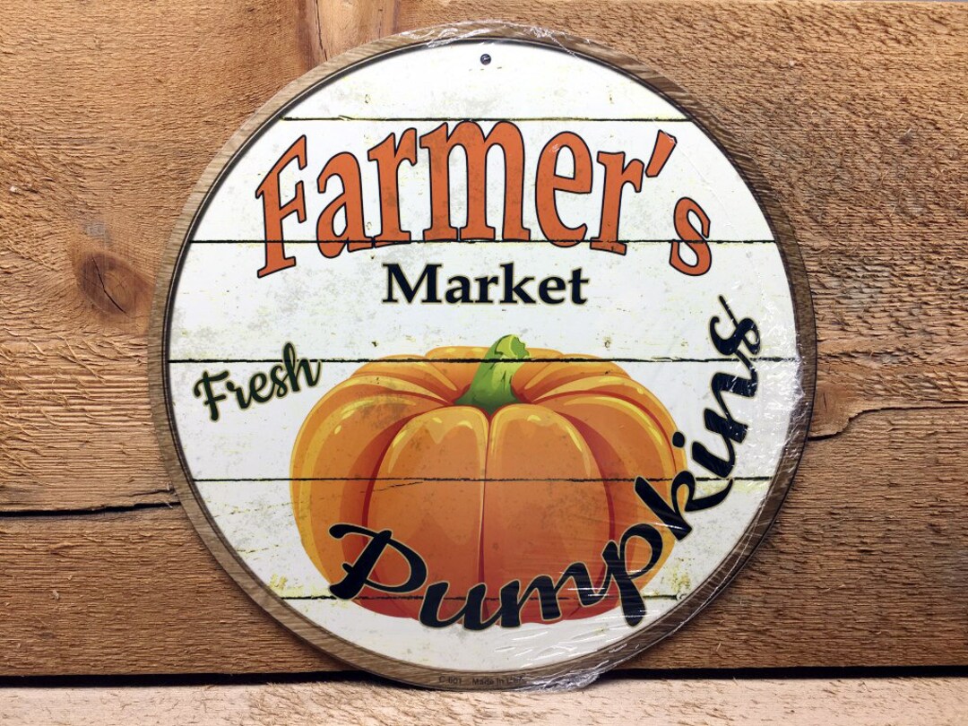 Farmers Market Round Metal Pumpkin Sign - Etsy