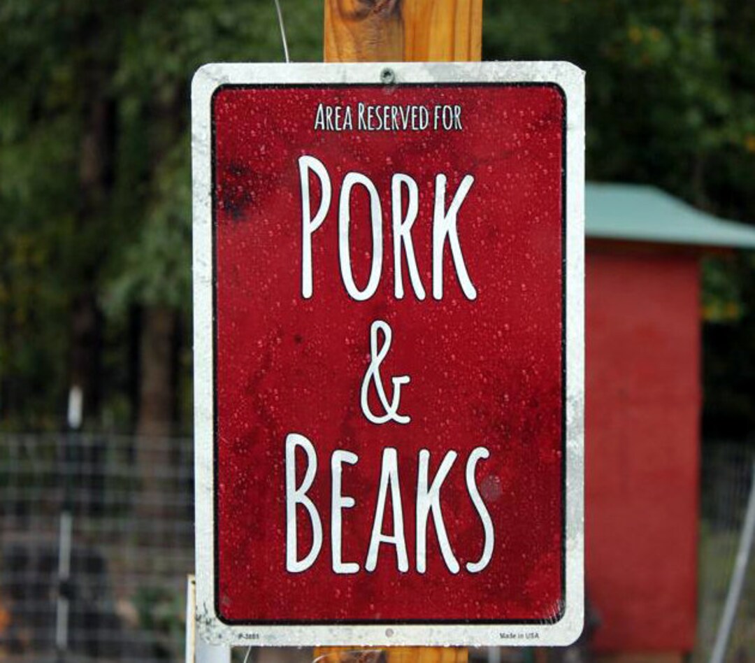 Pork & Beaks Aluminum Pig and Chicken Sign - Etsy