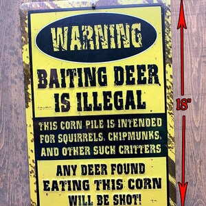 Warning Baiting Deer is Illegal Humorous Tin Sign New - Etsy