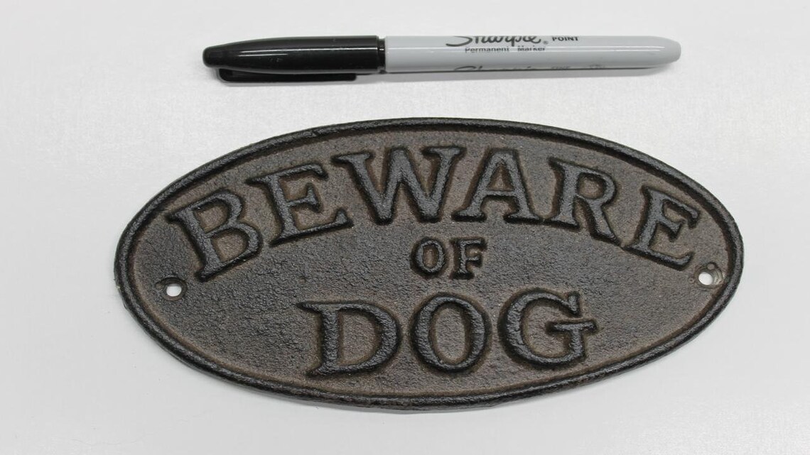 Cast Iron Beware of Dog Sign - Etsy