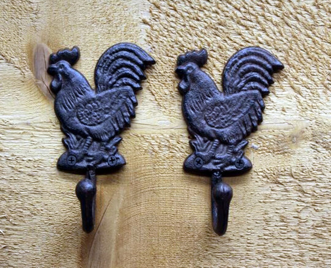 Cast Iron Chicken Wall Hooks Pair Free Shipping - Etsy