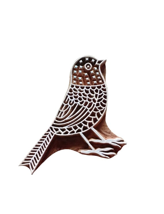Beautiful Sparrow Indian Carving Design Hand Wooden Printing - Etsy