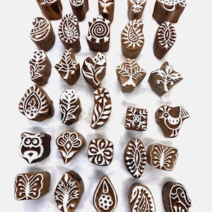 Mini Wooden Block Printing Stamps Hand Carved ( 2"cm to 3"cm ) 10 Pc - Etsy