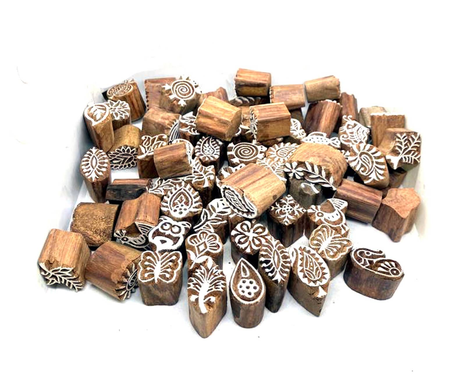 Mini Wooden Block Printing Stamps Hand Carved ( 2