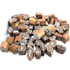 Mini Wooden Block Printing Stamps Hand Carved ( 2"cm to 3"cm ) 10 Pc - Etsy
