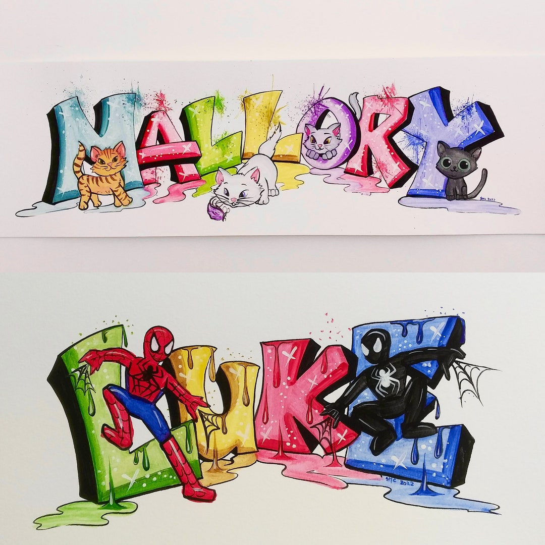 2 Names Discount Pack* Any Character Customized Name Paintings - Etsy